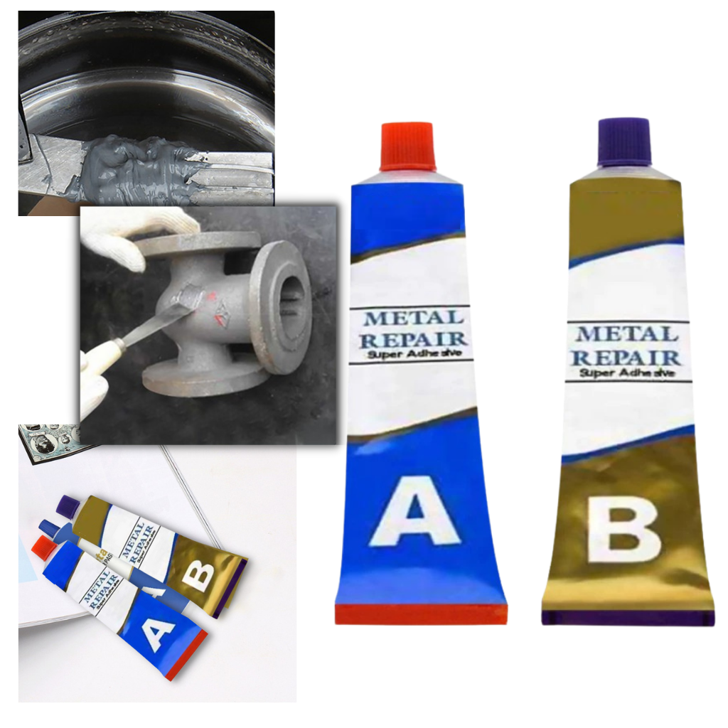 Sett med reparasjonspasta for industrielt metall - varme- og vannbestandig